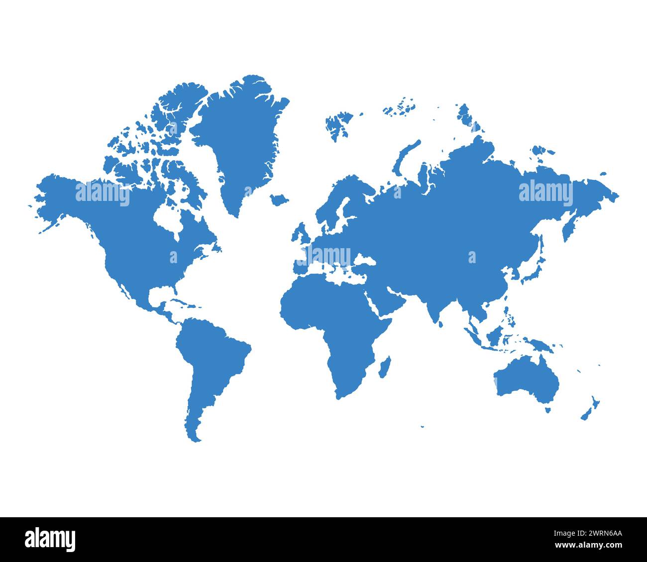 Silhouette map. Color modern map. Blue World Map Vector Stock Vector ...