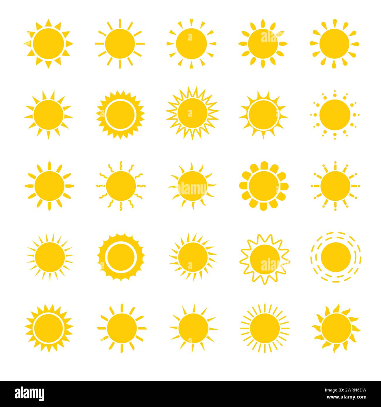 Hand drawn Sun icon vectors isolated on white background. Sunset icon ...