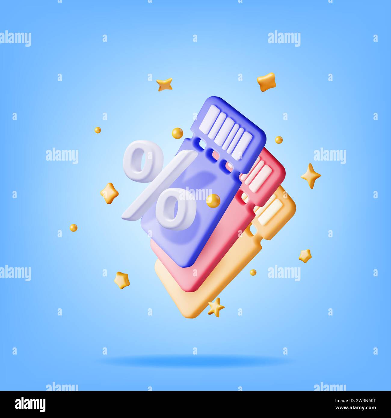 3d Coupon with Percent Symbol and Confetti Stock Vector Image & Art - Alamy