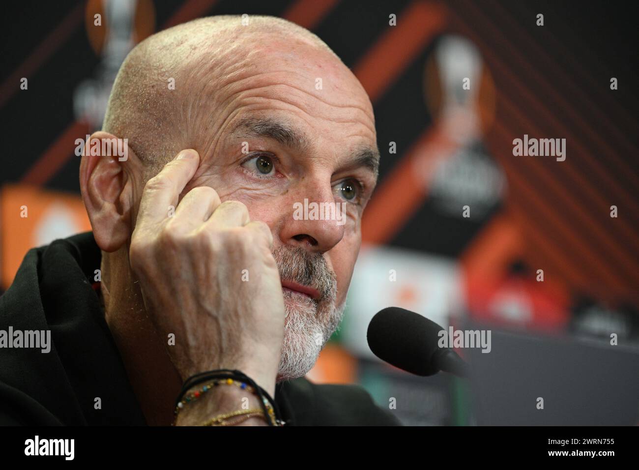 Prague, Czech Republic. 13th Mar, 2024. AC Milan coach Stefano Pioli ...