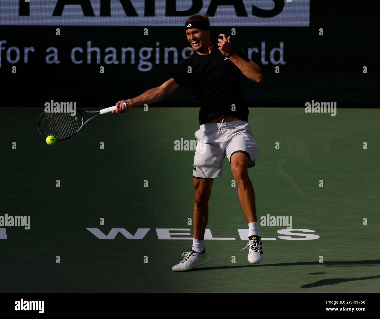 March 12, 2024 Alexander Zverev of Germany returns a shot against Alex ...