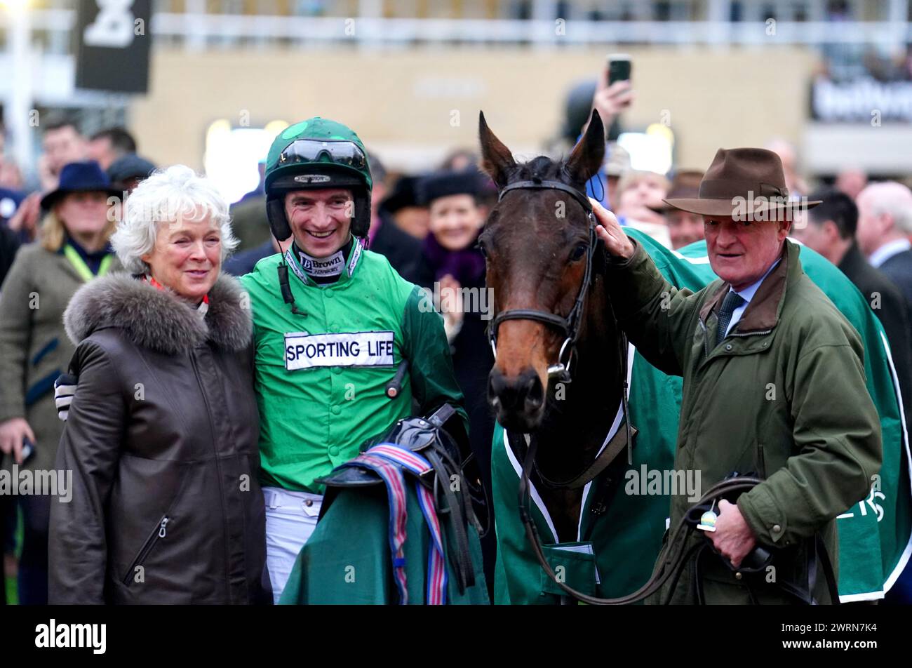 Trainer Willie Mullins, wife Jackie Mullins and jockey Patrick Mullins ...