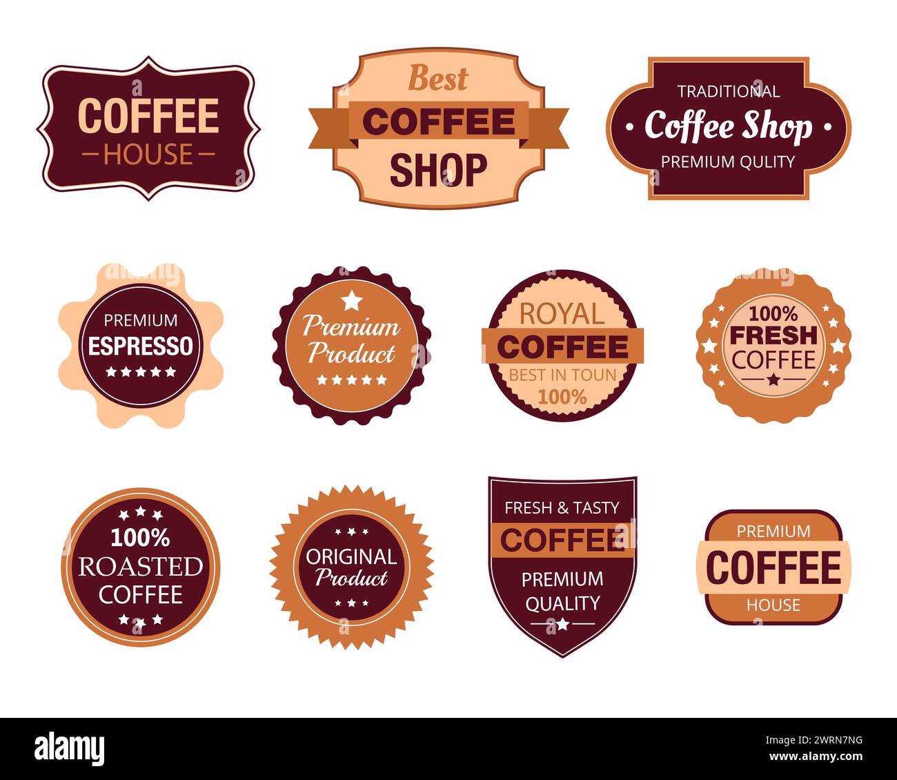 Old style Coffee frames and labels. Set of Retro Vintage coffee labels ...