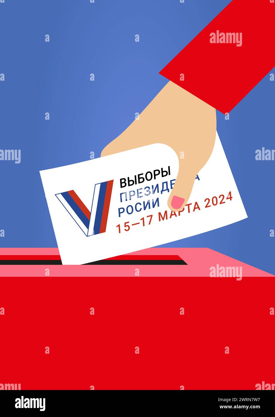 Russian presidential elections in 2024, ballot box, hand holding a ...