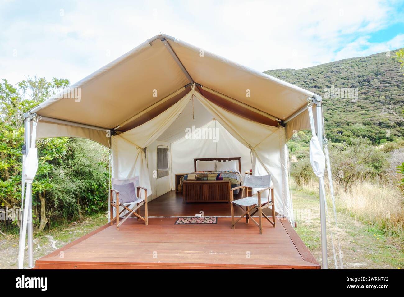 Glamping style under canvas accommodation Stock Photo - Alamy
