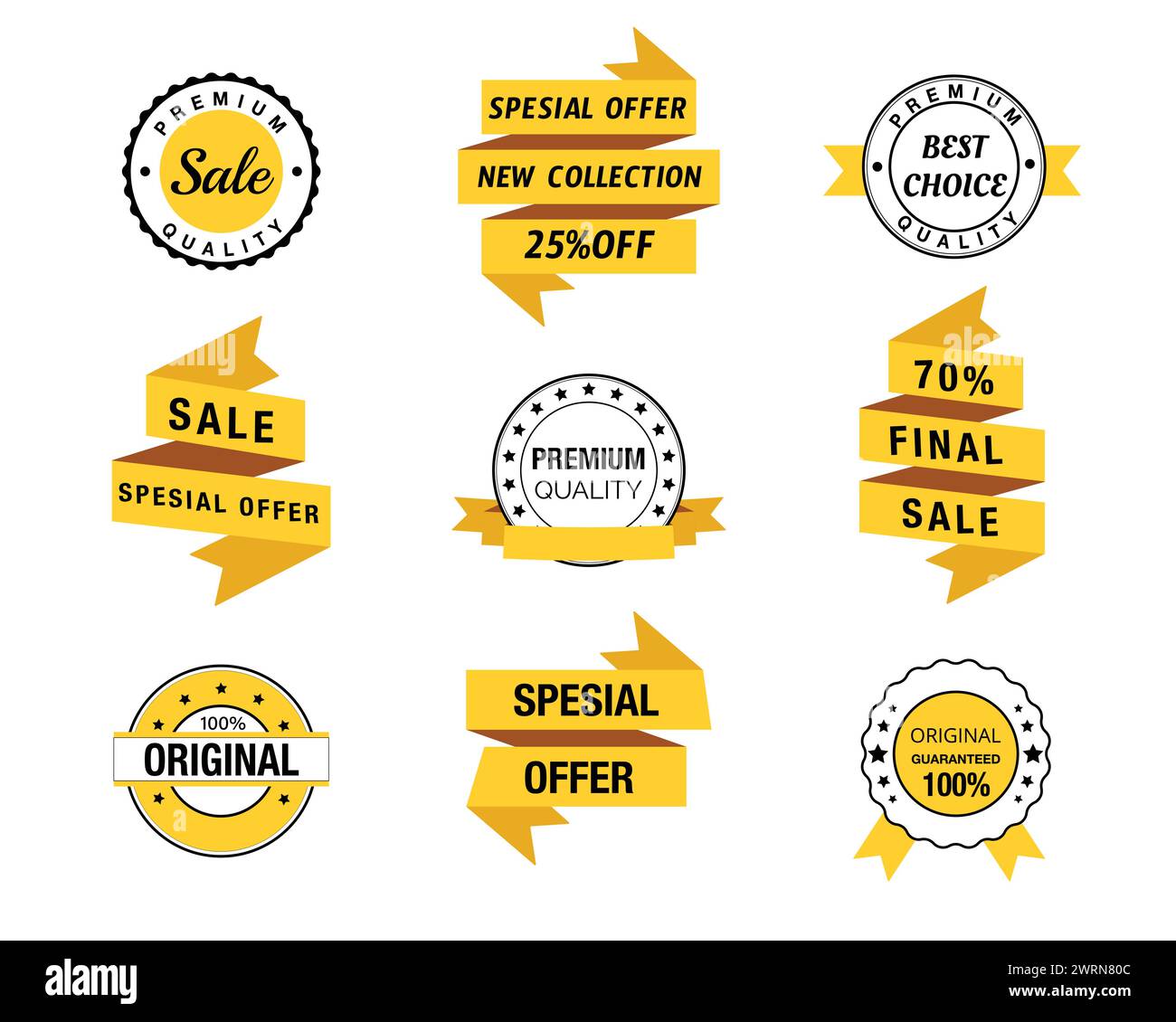 Ribbon sale banners isolated. Set of Price tag and best sale element ...