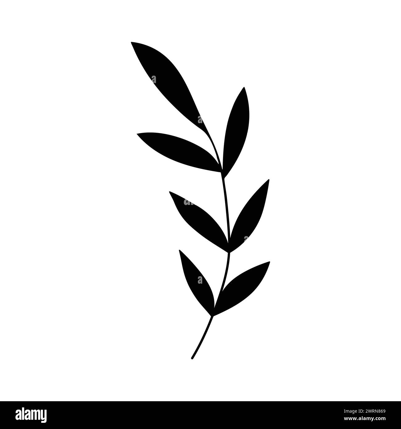 plant doodle, single plant silhouette isolated on white background ...