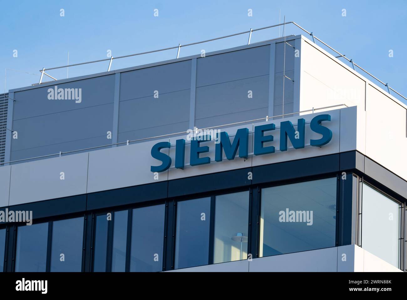 Siemens logo, office German conglomerate Siemens AG operating of electrical engineering ...