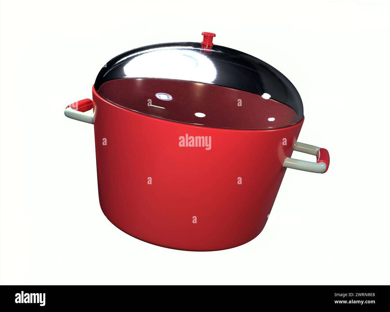 cartoon red soup pot on a white background 3d rendering Stock Photo - Alamy
