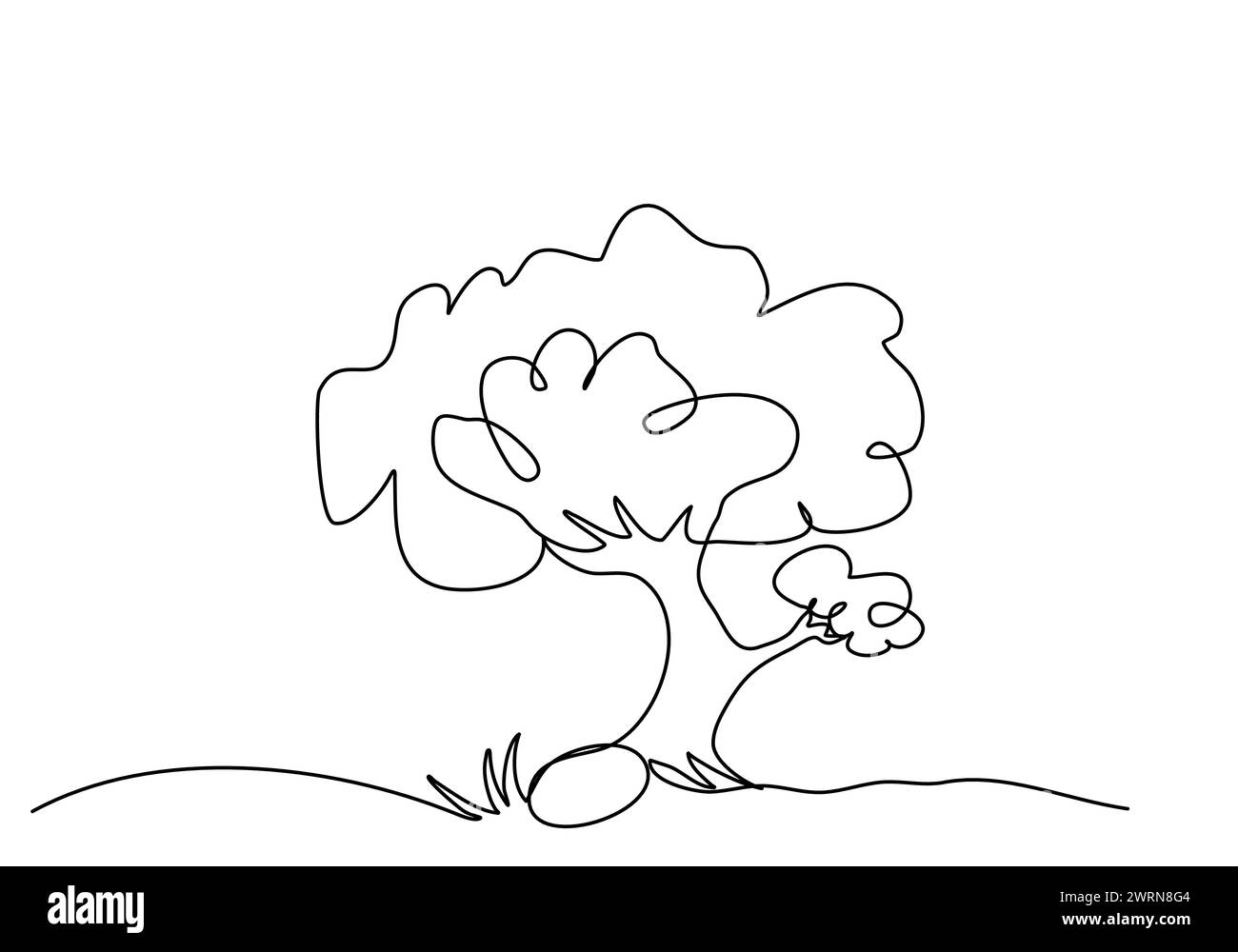 Tree, one line drawing animation with alpha channel Stock Vector Image & Art - Alamy