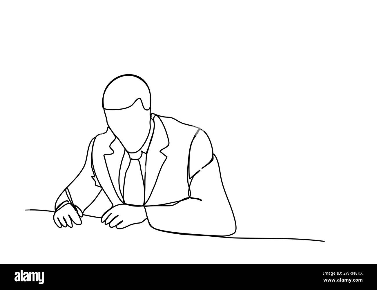 Man in business suit, one line drawing animation with alpha channel ...