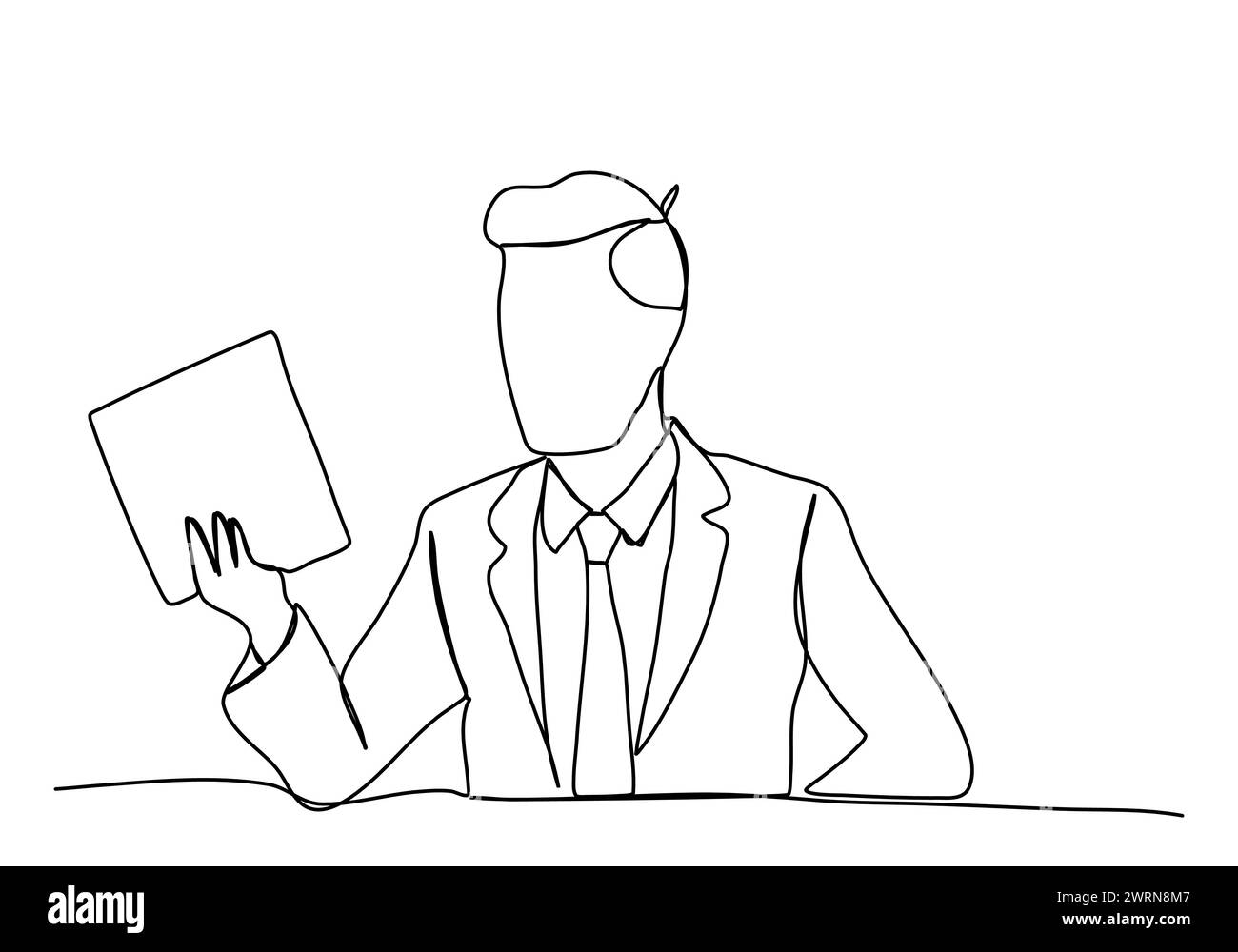 Man in business suit, one line drawing animation with alpha channel ...