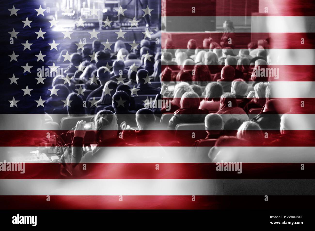 Group of People on American Flag background. Americans citizen concept ...