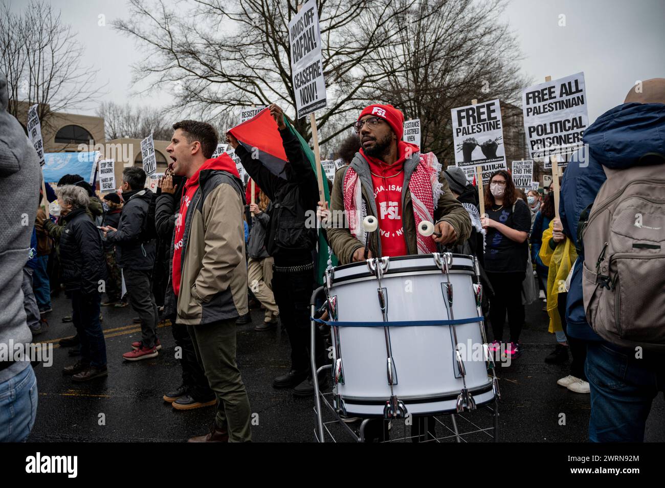 Washington, United States. 02nd Mar, 2024. Man seen drumming during the ...