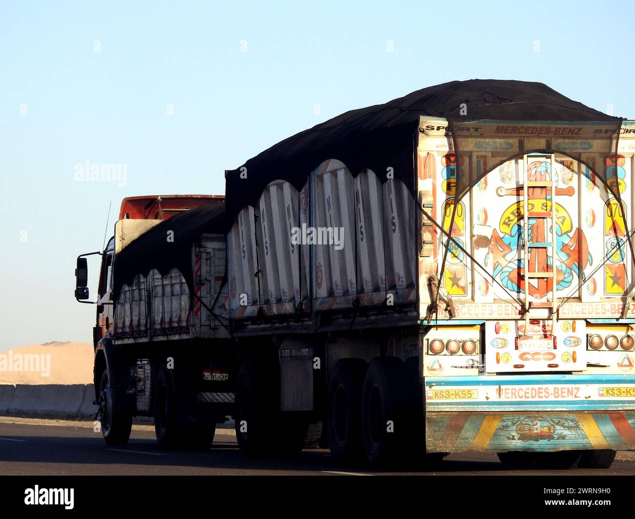 Giza, Egypt, January 26 2023: Transportation truck big vehicle with a ...