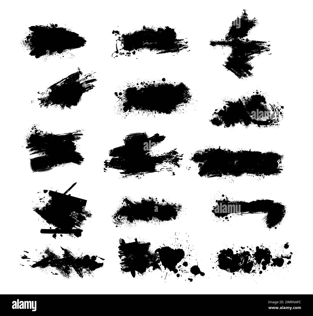 Set of abstract black blots. hand drawing. Not AI, Vector illustration ...