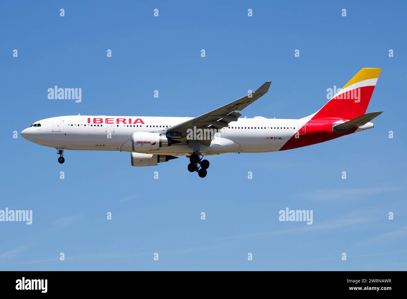 Madrid, Spain - May 2, 2016: Iberia Airlines passenger plane at airport ...