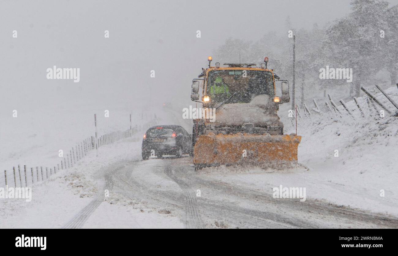 Friday 1st March 2024 - Nenthead, Cumbria, UK: A Snow Plough battles ...