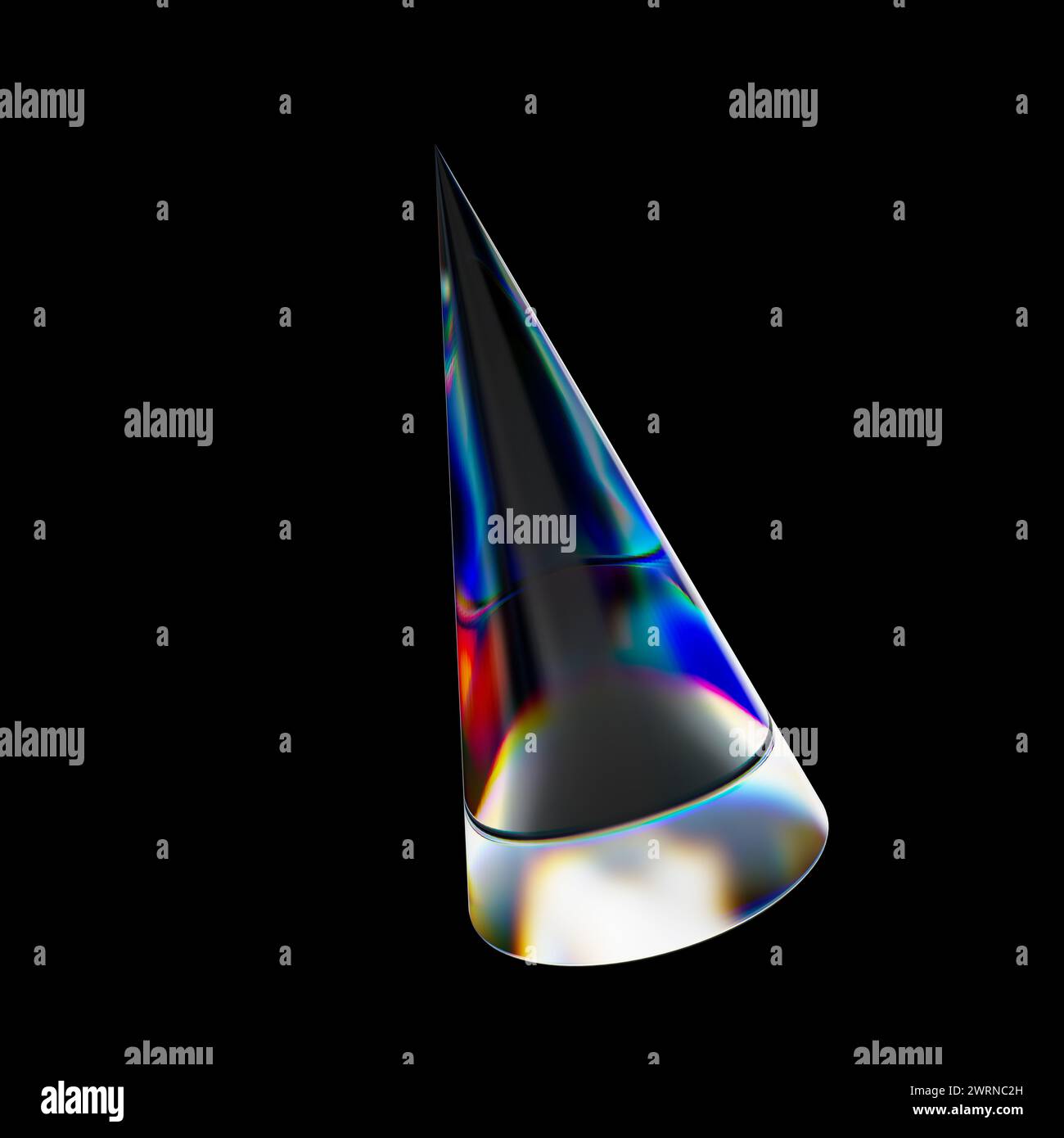 3d Transparent glossy cone with dispersion effect. Rainbow colors ...