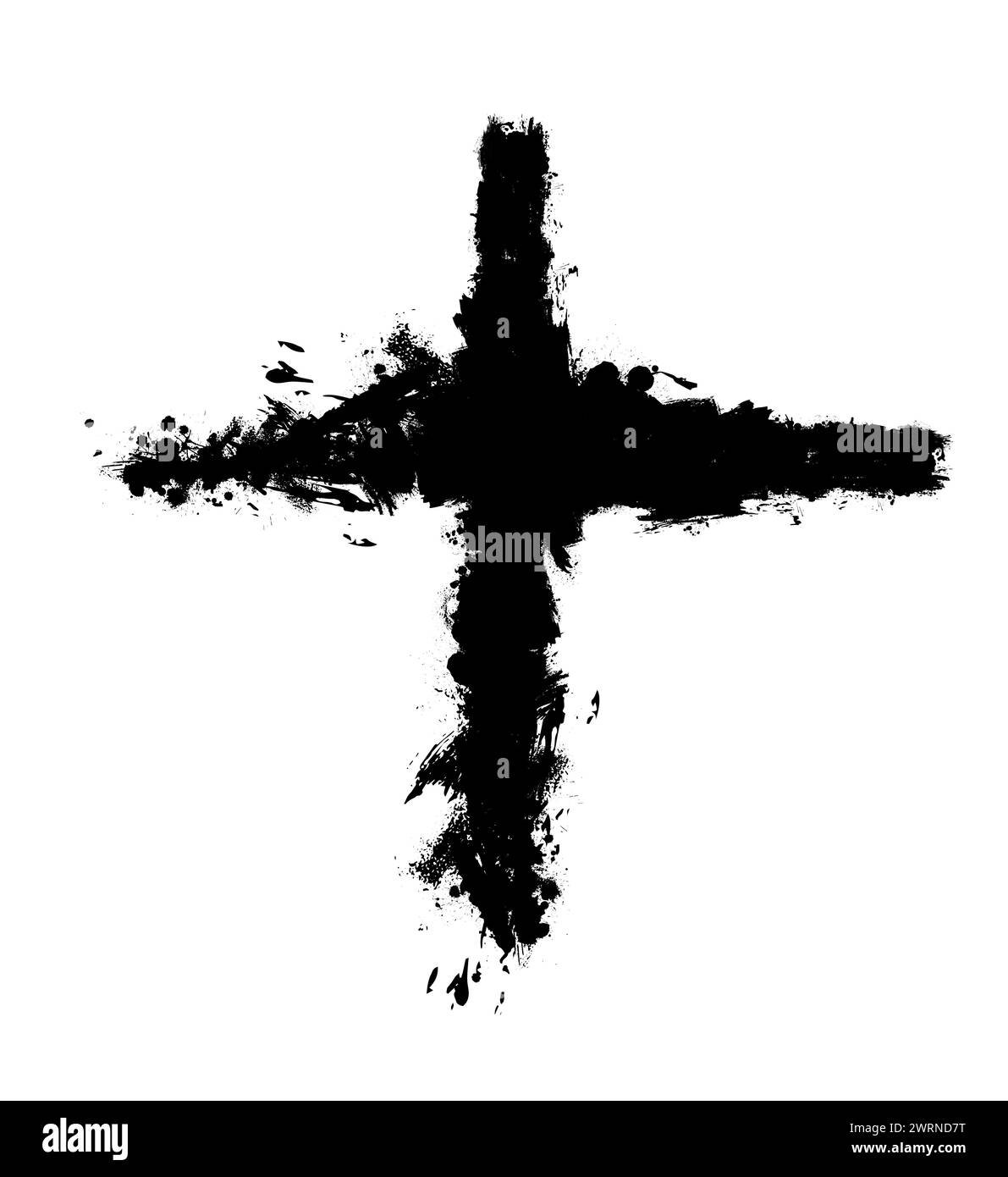 Hand drawn christian cross signs. Brush painted black icons. hand ...