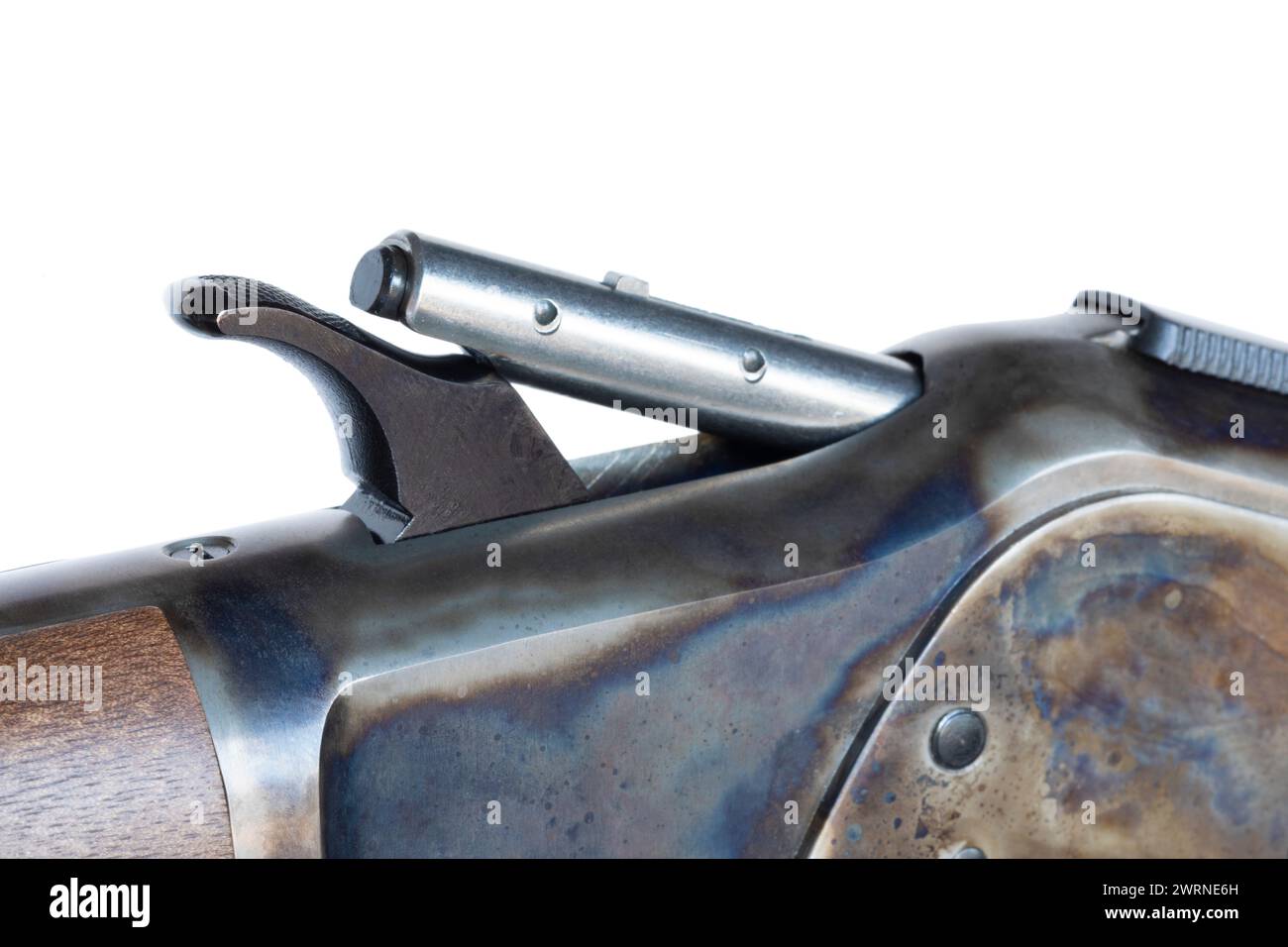 Bolt out at the lever is worked on a lever action rifle and making ...