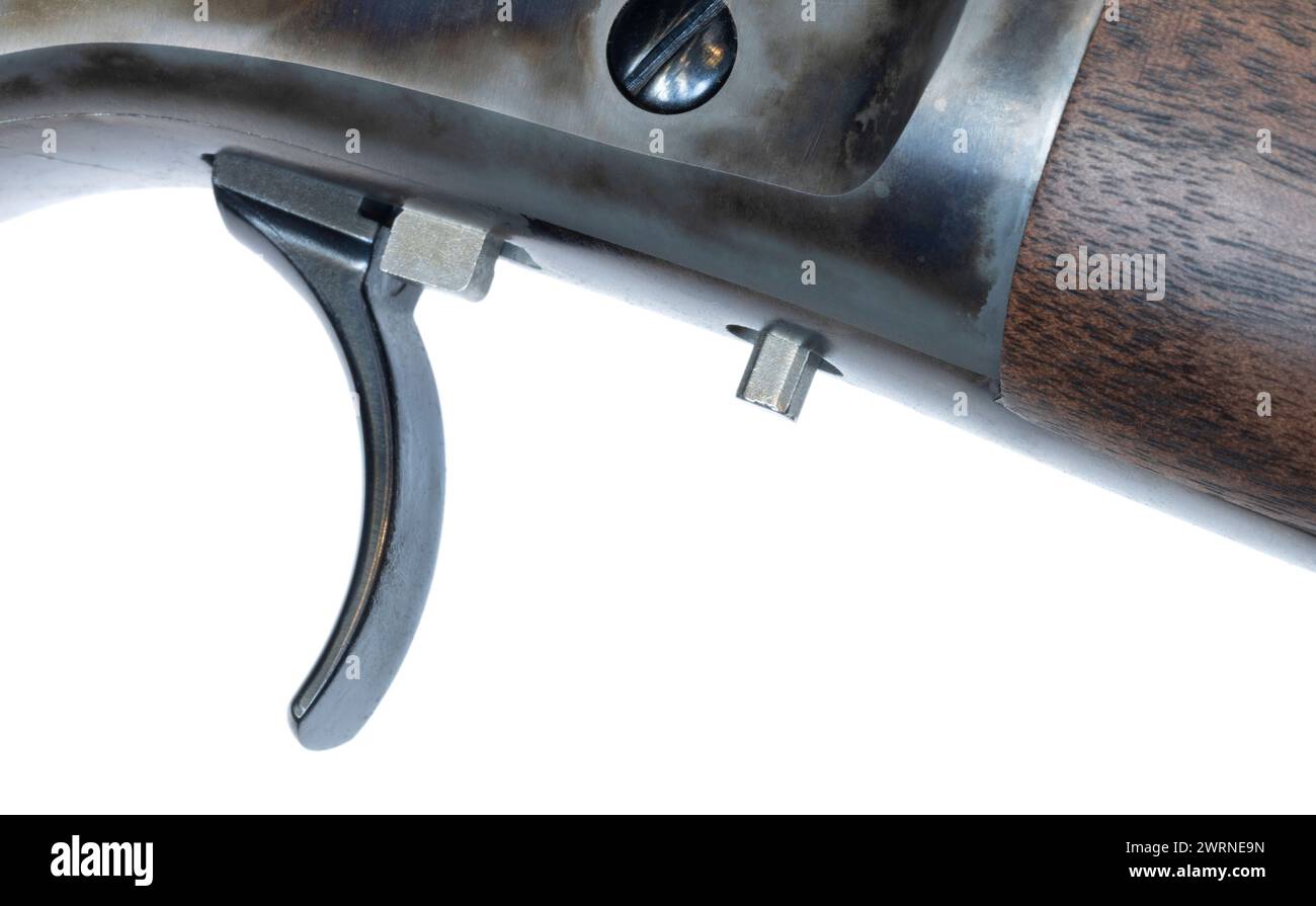 Plunger behind the trigger of a cowboy style lever action rifle that ...