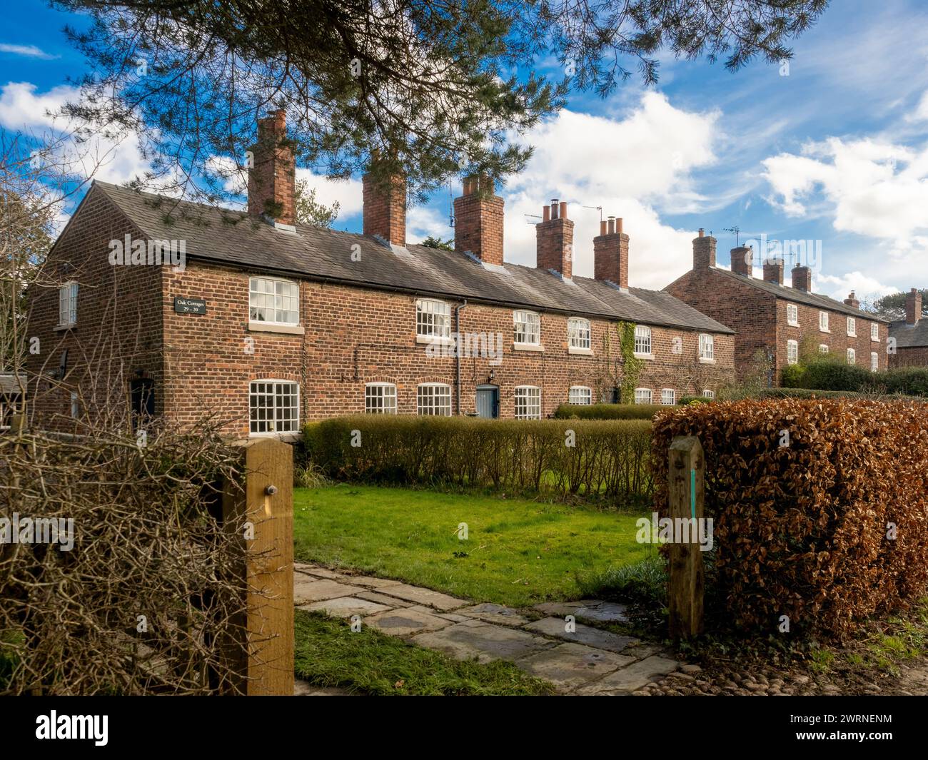 Traditional cottages in Styal village. Wilmslow, Cheshire Stock Photo ...