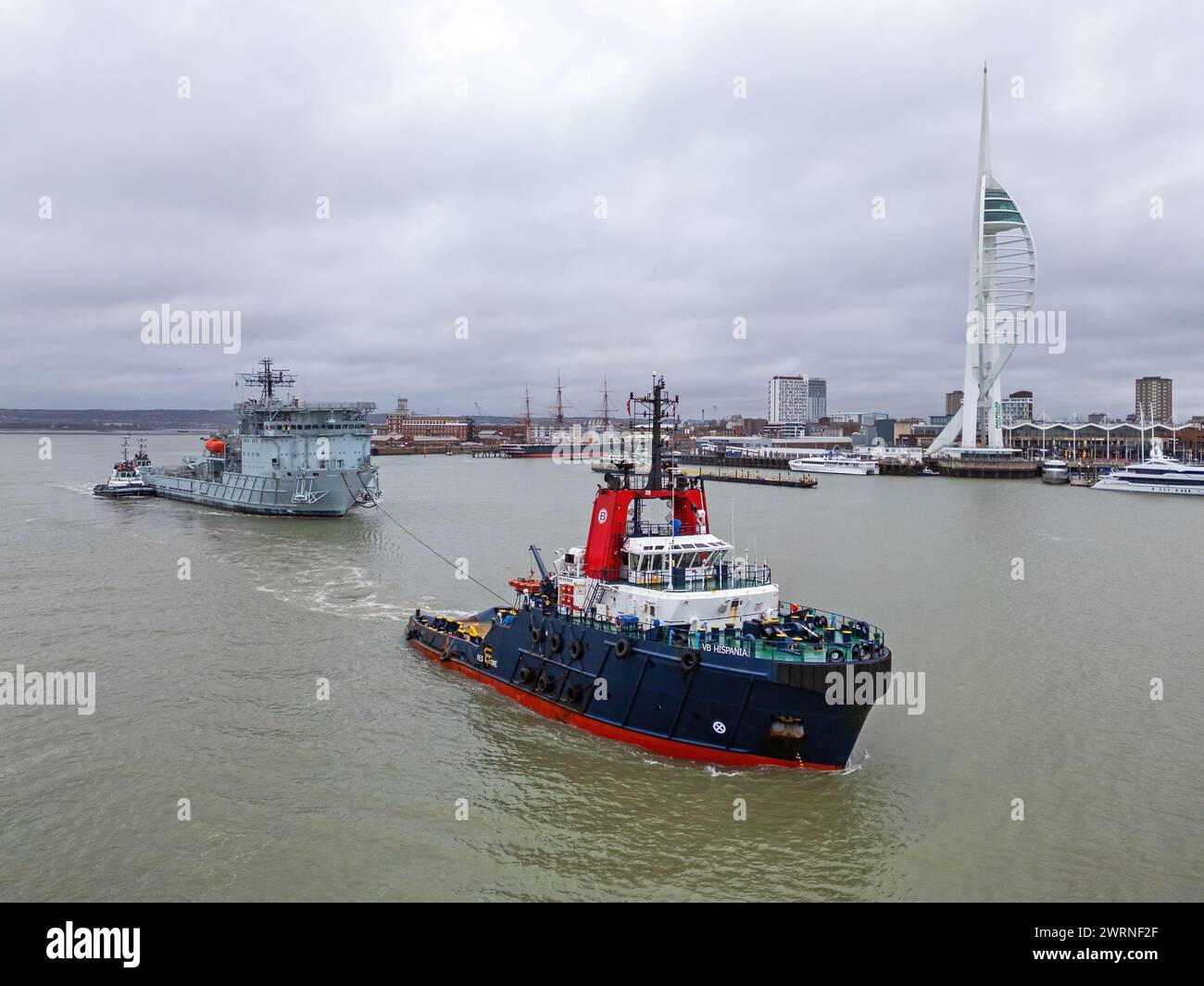 The Boluda Towage tug VB Hispania towing the former RFA Diligence out ...
