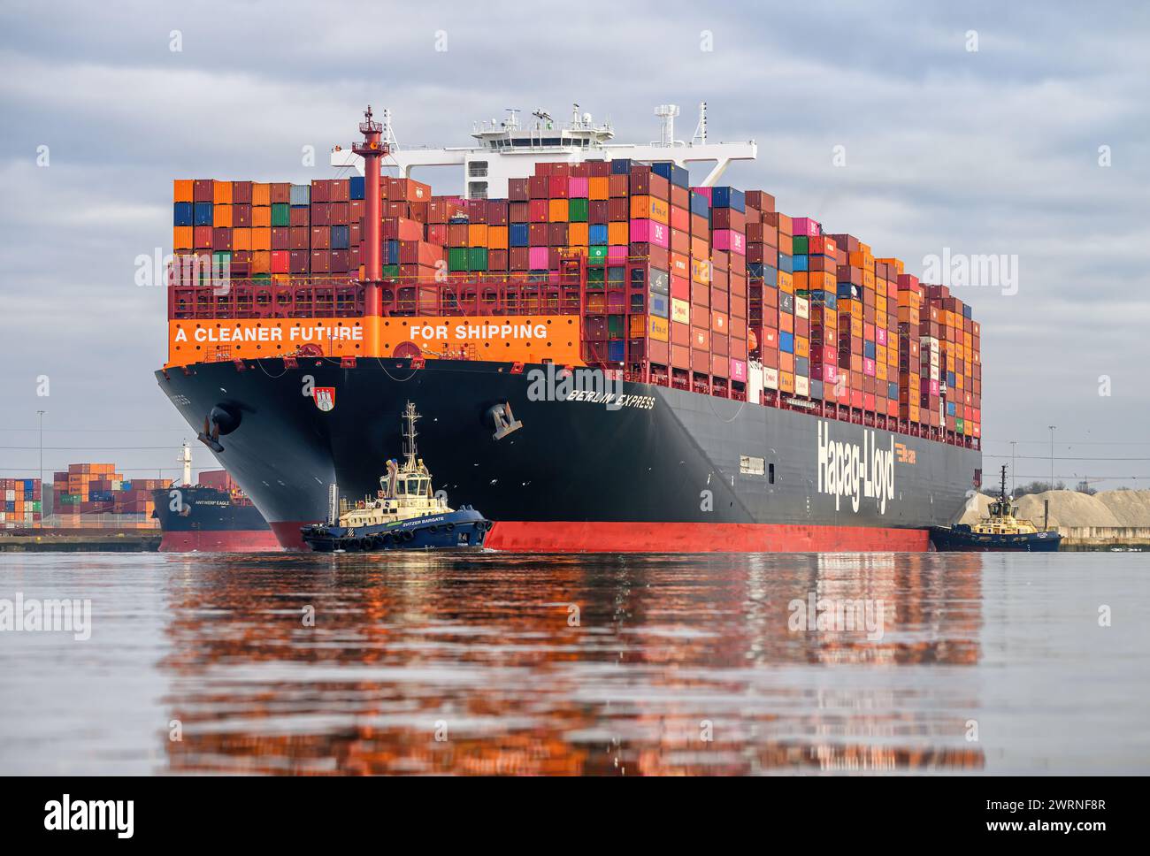 The Ultra Large container carrier Berlin Express (Hapag-Lloyd) arriving at the Port of ...