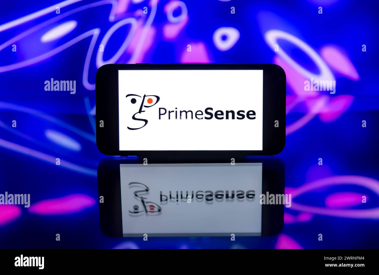 In this photo illustration, the PrimeSense logo is seen displayed on a ...