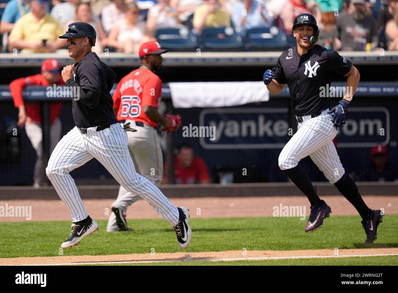New York Yankees' Anthony Rizzo, left, and Giancarlo Stanton, right ...
