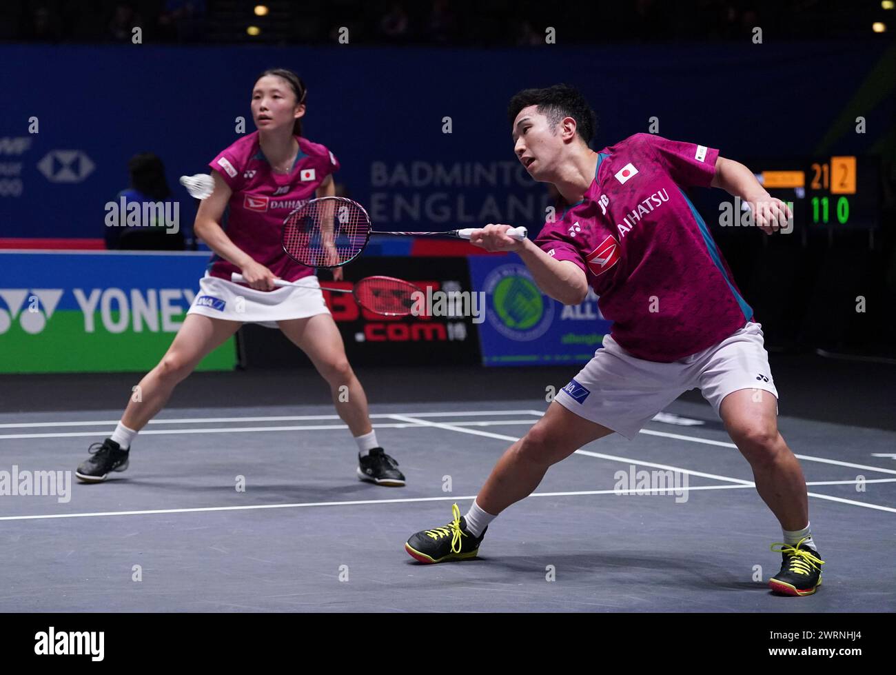 Japan's Kyohei Yamashita and Naru Shinoya in action during their Mixed ...