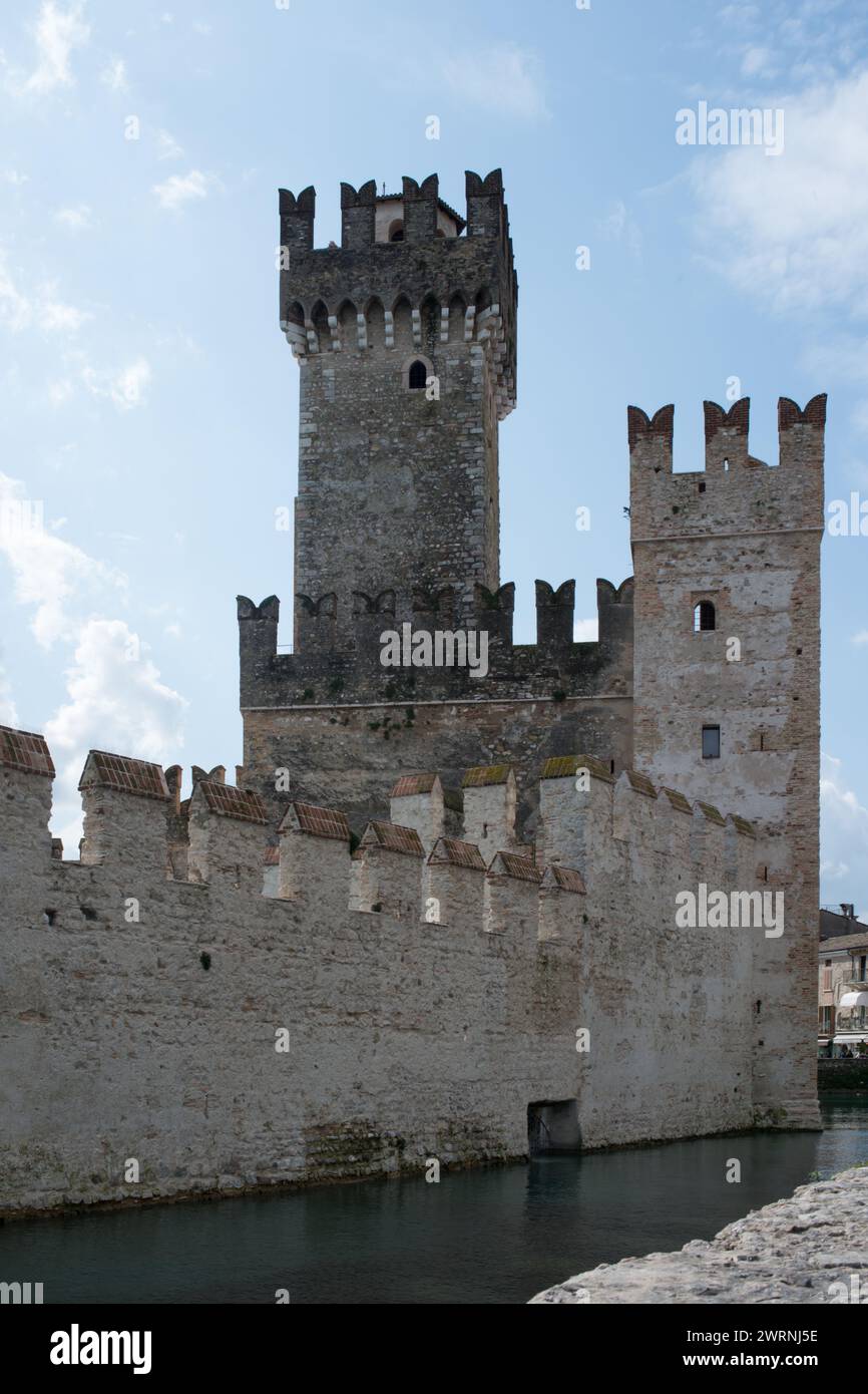 Beautiful medieval castle at Sirmione, by Garda Lake. Italy Stock Photo ...