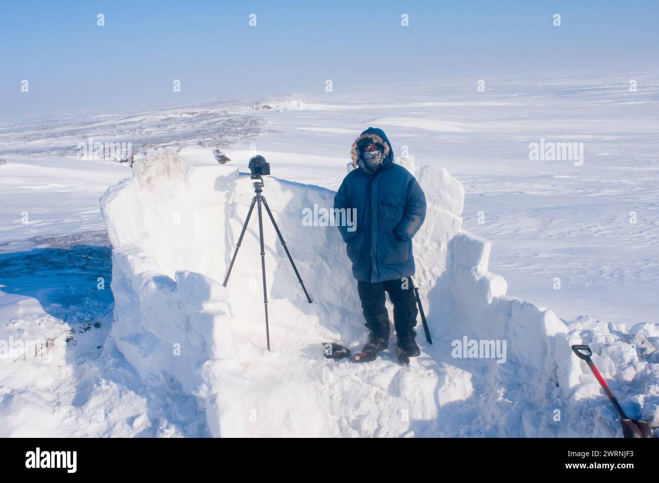 Photographer Steven Kazlowski frosty from standing in an igloo snow ...