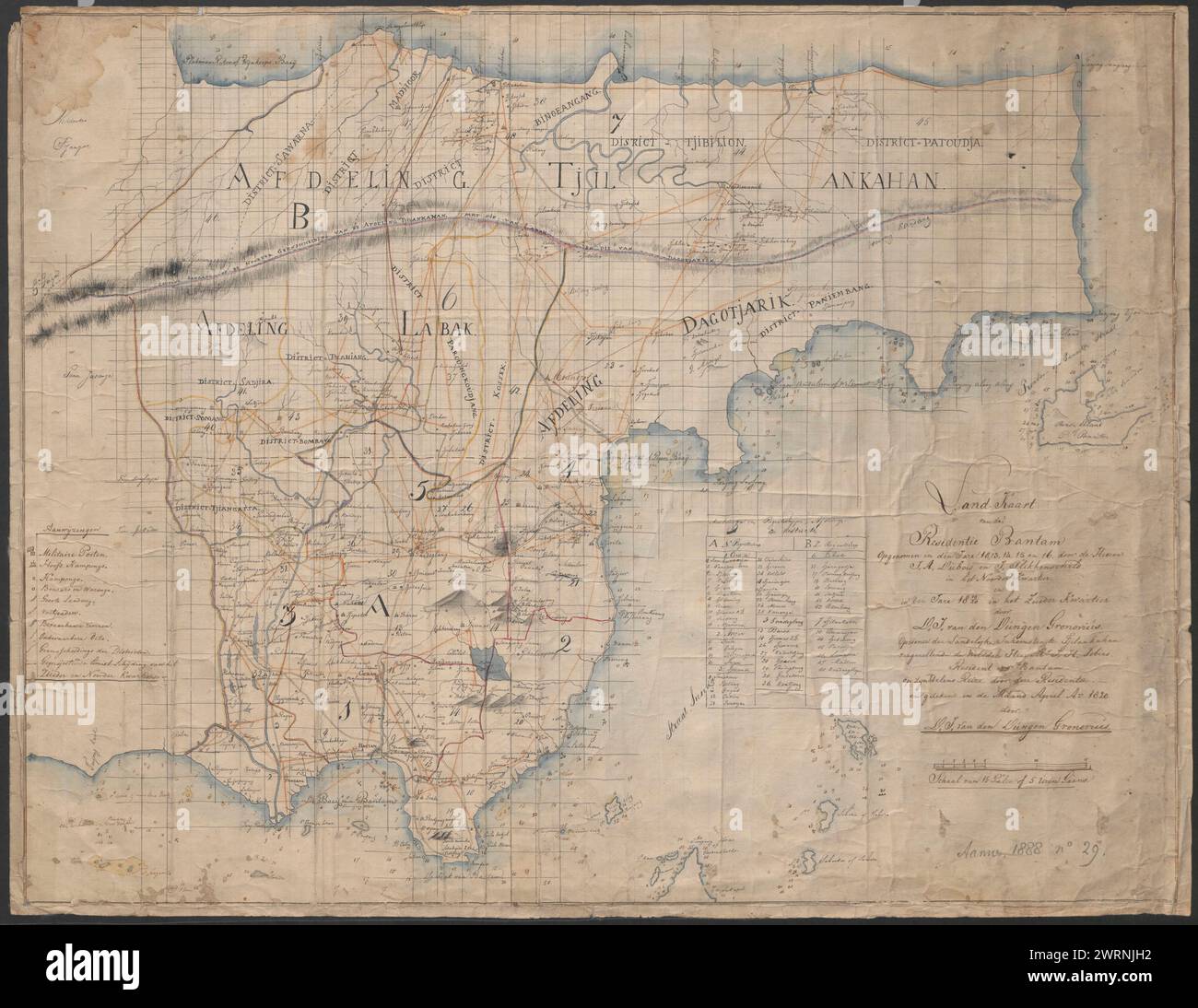 Land Kaart van de Residentie Bantam (This Map of Bantam 1813-1816 made ...