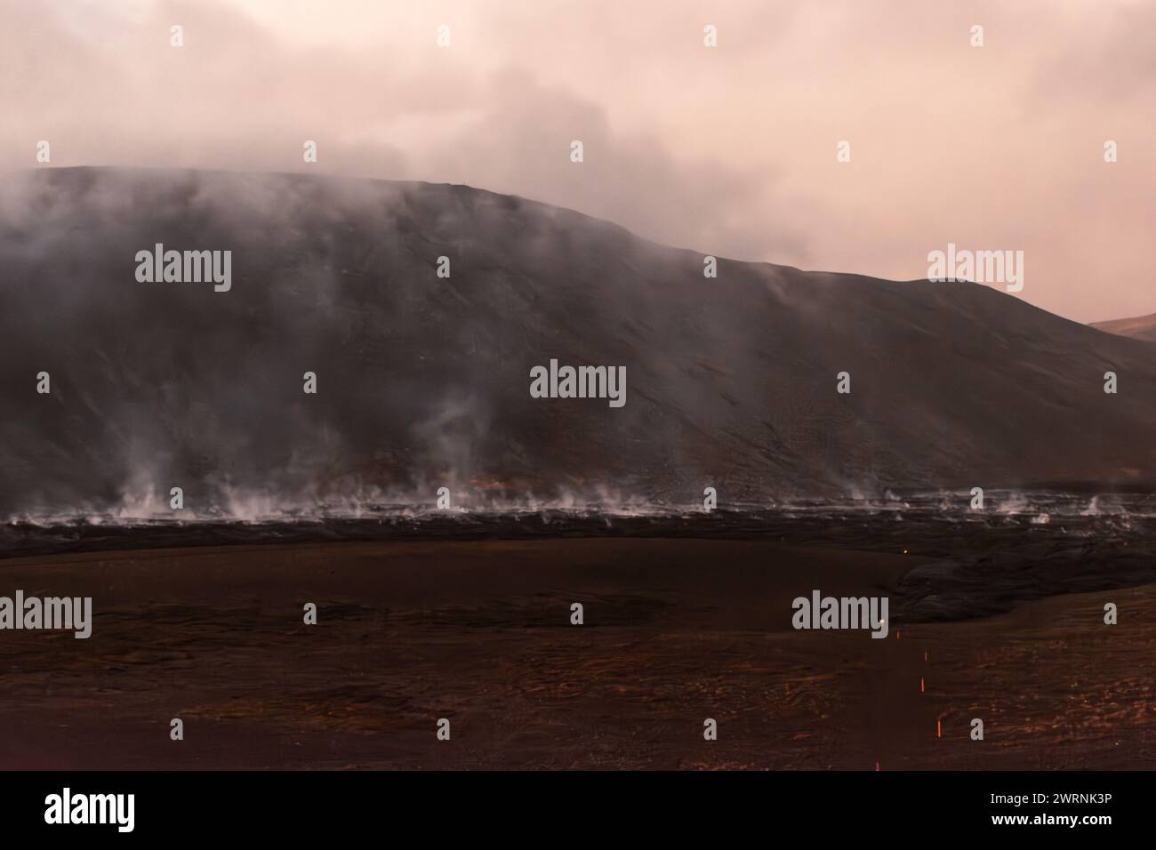 Volcanic smoke from the Fagradalsfjall, active volcano in Iceland Stock ...