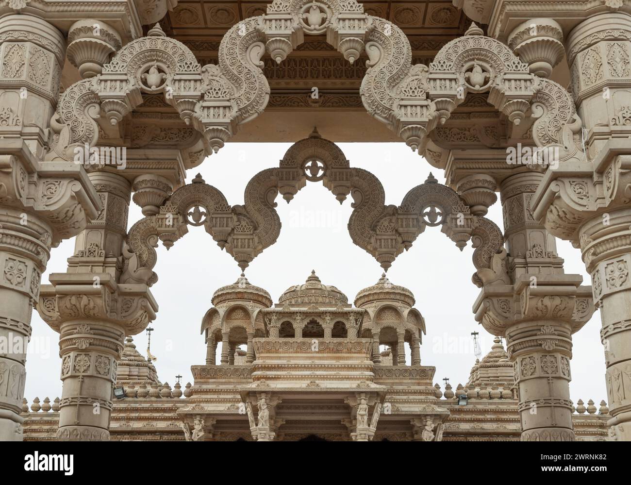 London, UK - Feb 27, 2024 - Entrance archway of The Shree Sanatan Hindu ...