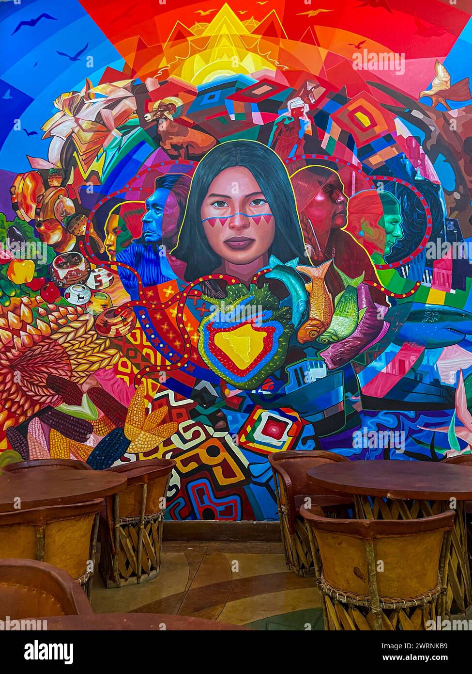 Mural of Seri woman and Comcaac indigenous community on the walls of ...