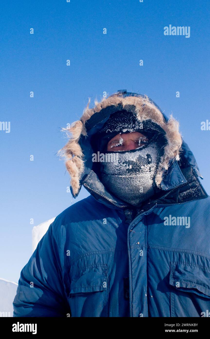 Photographer Steven Kazlowski frosty from standing in an igloo snow ...