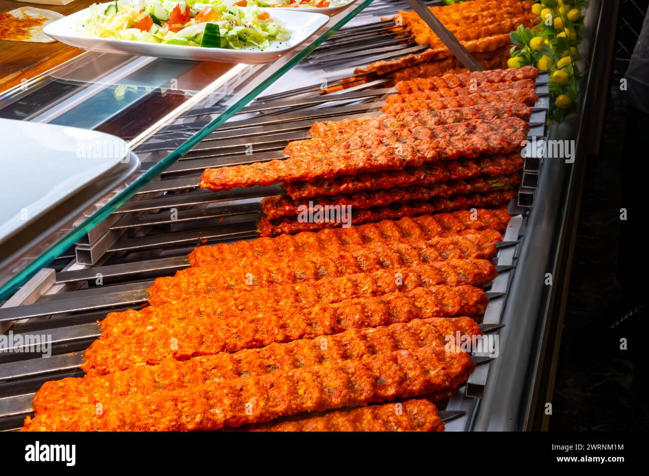 Turkish mixed grill meat, chicken wings, lamb, beef shashlik, kebab ...