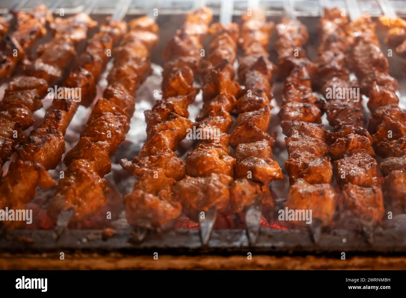 Turkish mixed grill meat, chicken wings, lamb, beef shashlik, kebab ...