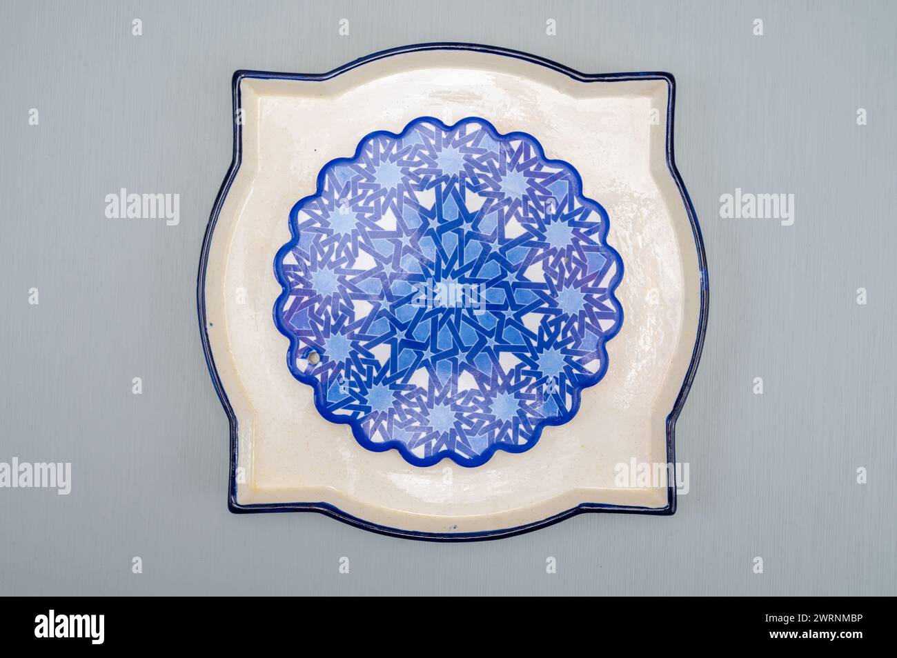 Spanish porcelain blue and white antique dinner plate in Andalusian ...