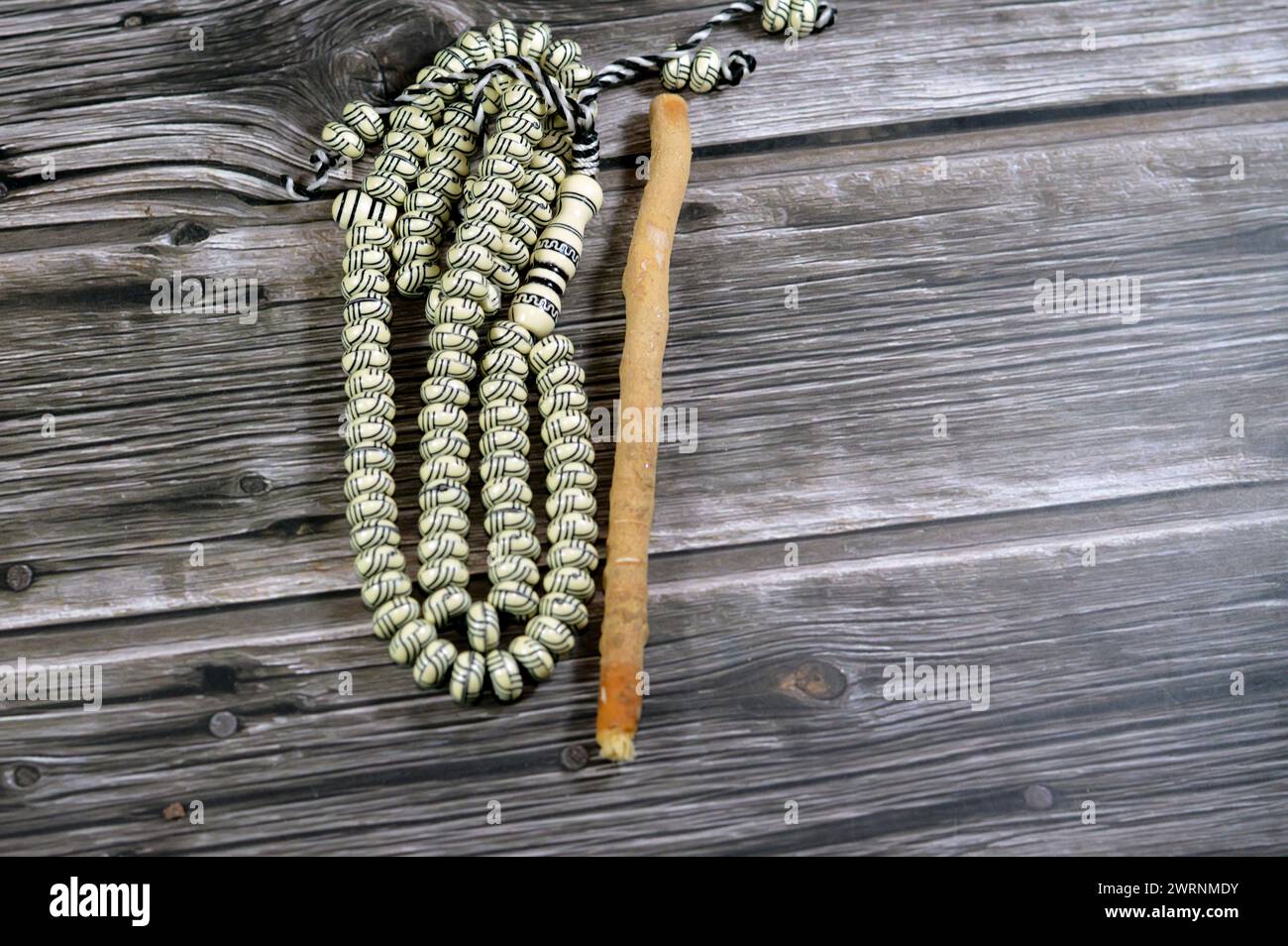 An Islamic rosary and traditional Miswak stick, The miswak is a teeth ...