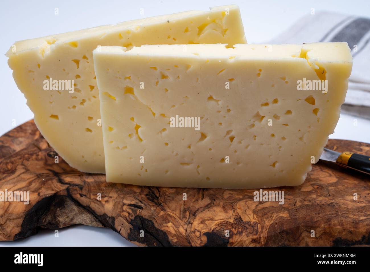 Fresh Asiago cow's milk cheese, produced in Asiago in Italy, different ...