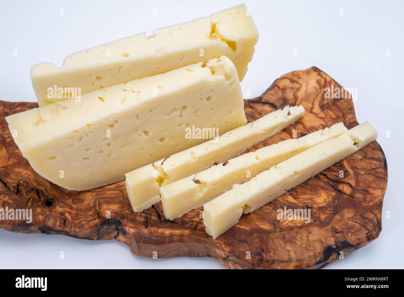 Fresh Asiago cow's milk cheese, produced in Asiago in Italy, different ...