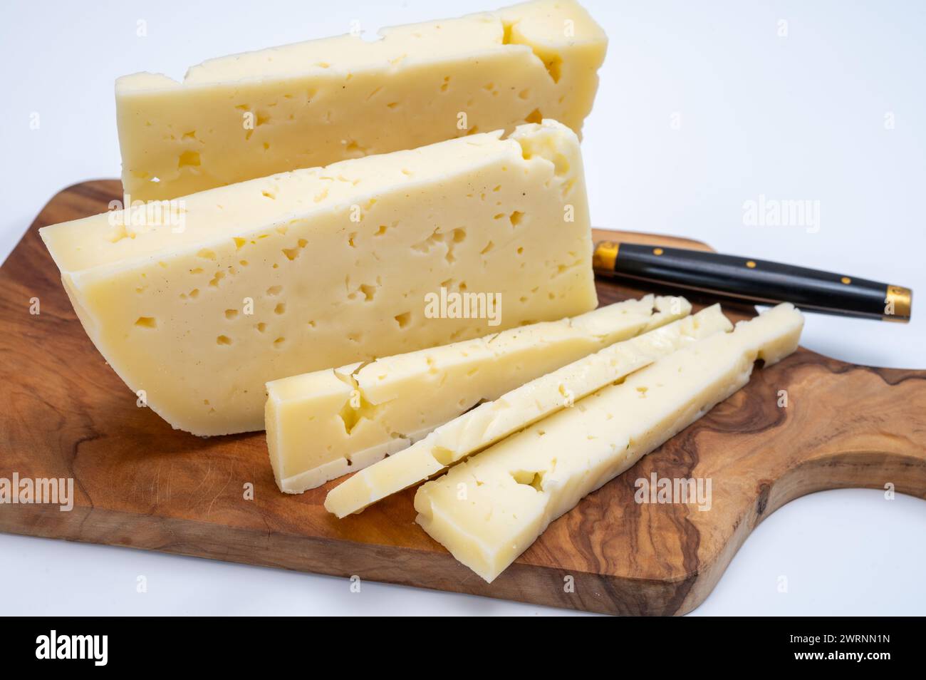 Fresh Asiago cow's milk cheese, produced in Asiago in Italy, different ...