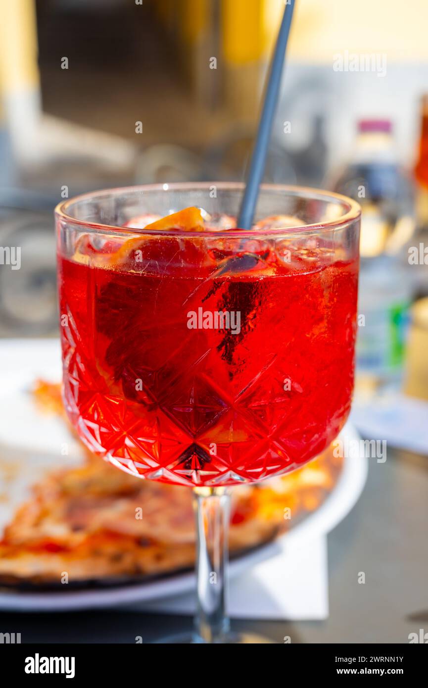 Spritz Campari red bitter long drink cocktail maid with liqueur ...