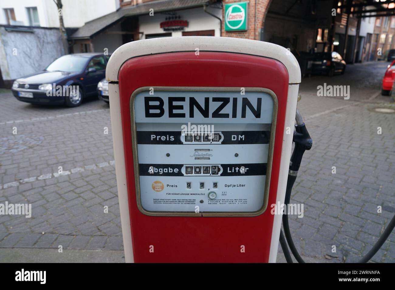 Hamburg, Germany. 04th Mar, 2024. View of a historic petrol pump with ...