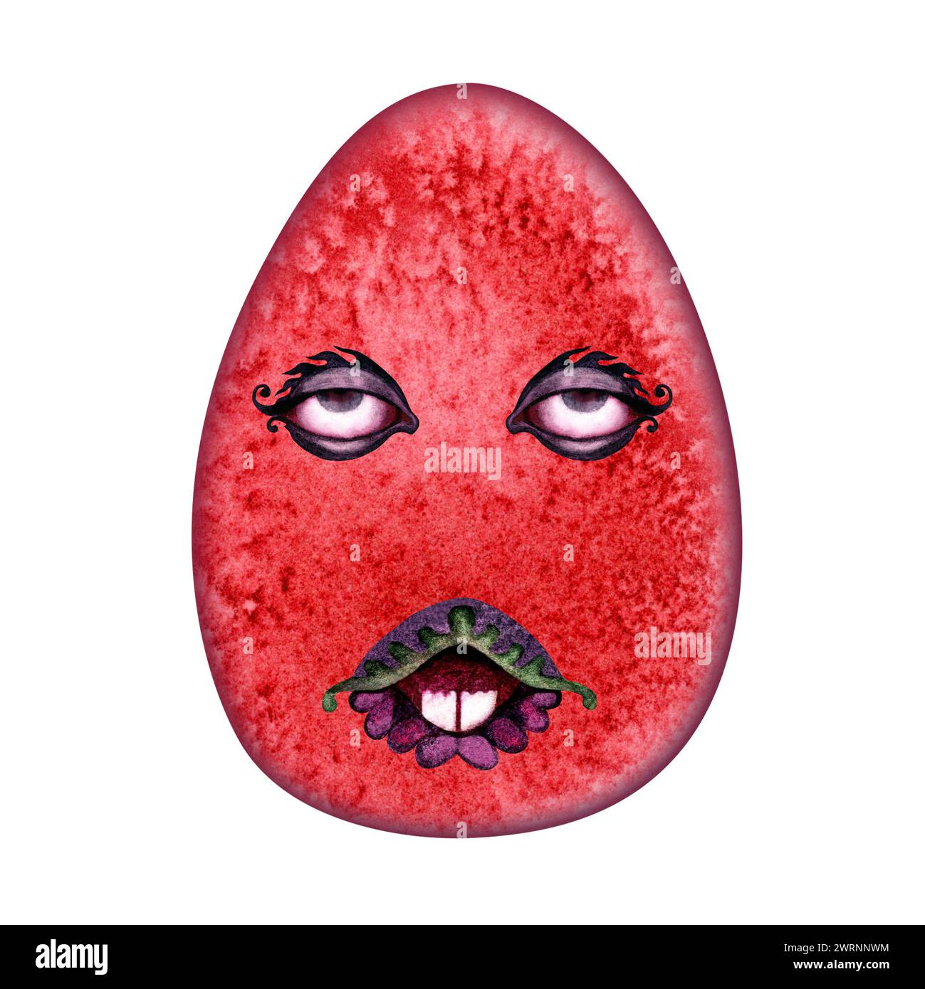 Watercolor Easter abstract colorful surreal egg with characteristic ...