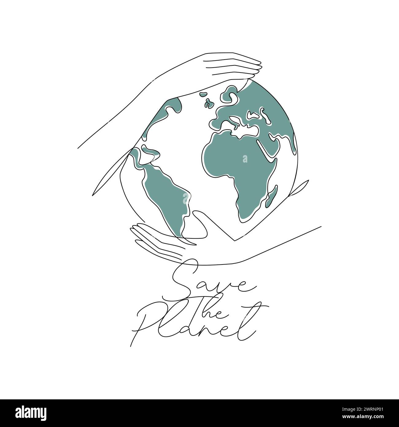 In these linear art vector illustrations, Planet Earth embraced by ...